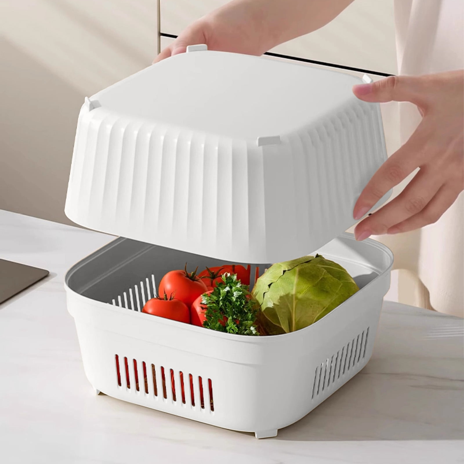 PLPPYFS Multifunctional Fruit and Vegetable Washing Bowl, 2 In 1 ...