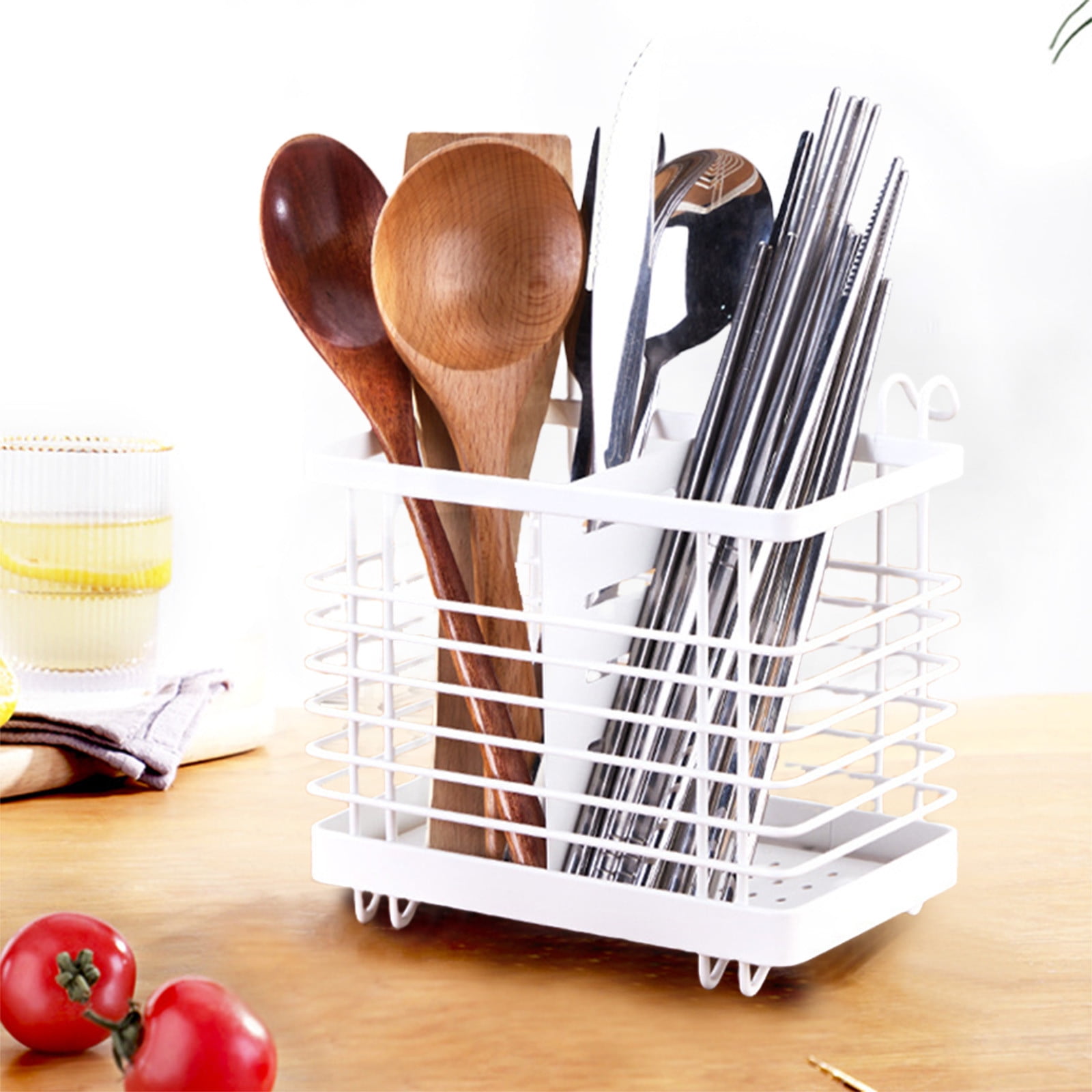 PLPPYFS Utensil Holder, Stainless Steel Utensil Drying Rack with Drain ...