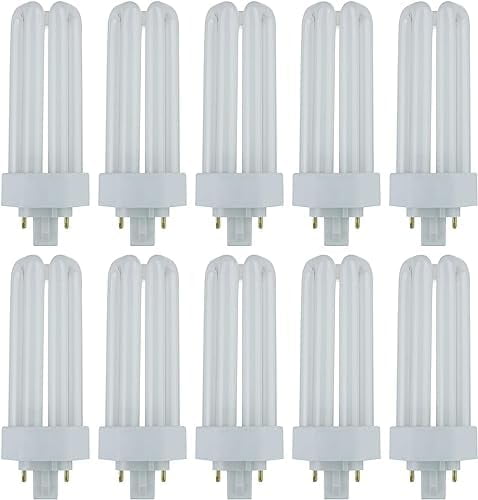 PLT26/E/SP50K/10PK 5000K Super White Fluorescent 26W PLD Triple U-Shaped Twin Tube CFL Bulbs ...
