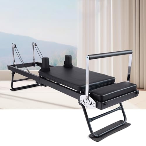 PLTPR0 Pilates Reformer Machine, Black, Steel, 264 Lbs, Folding, 3 ...