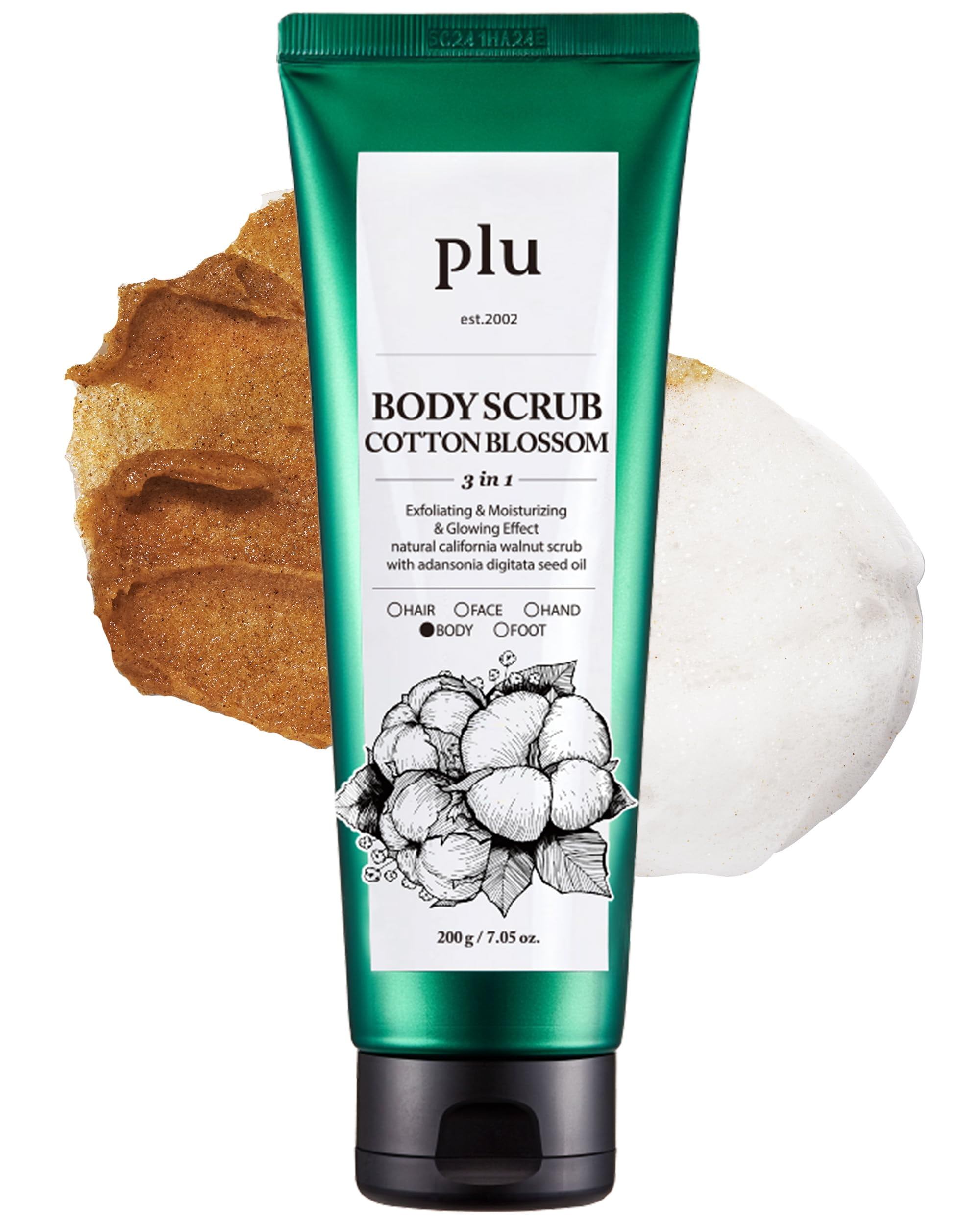 PLU Korean Original Walnut TSF6 Body Scrub Polish - Cotton Blossom ...