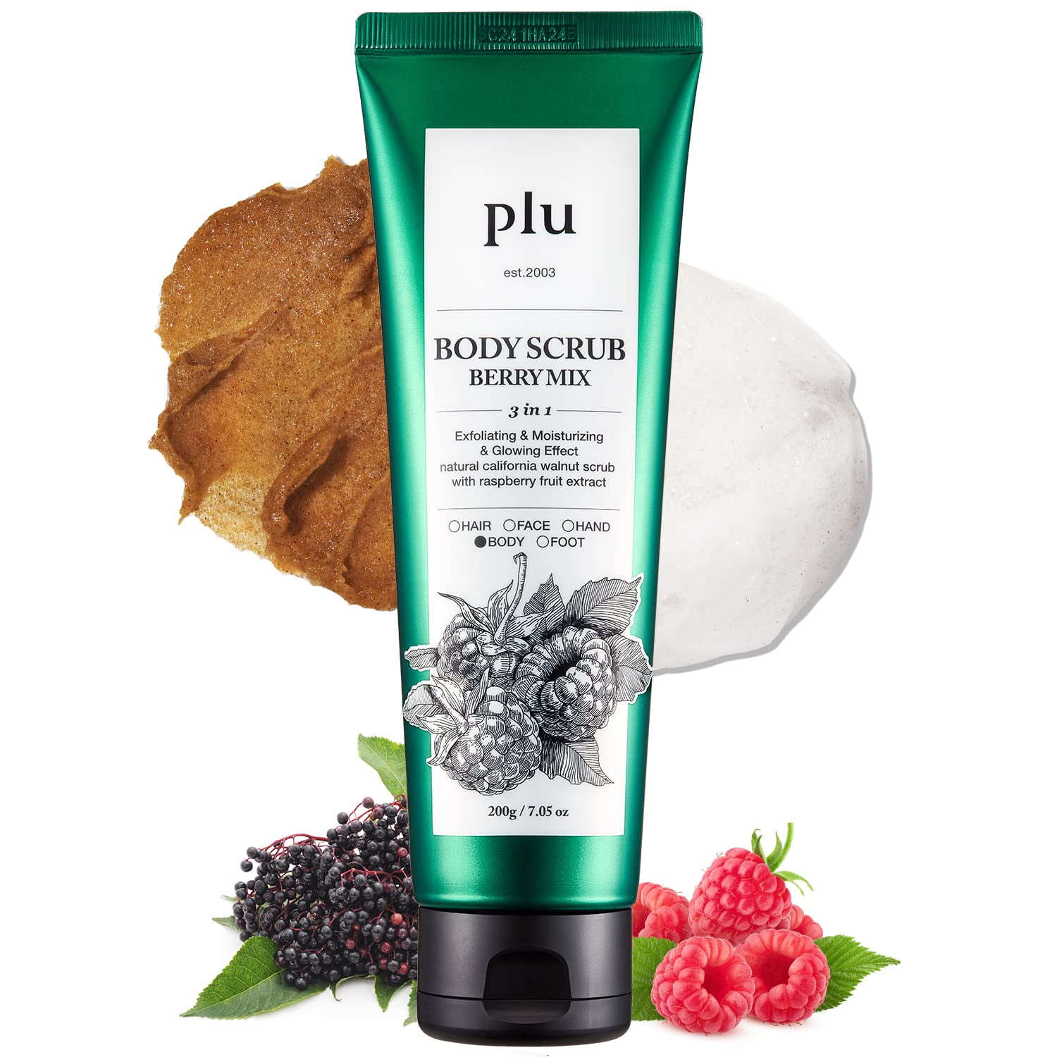 PLU Original Walnut Body TGF4 Scrub Polish - Berry Mix - Exfoliating & Moisturizing & Glow - for ...