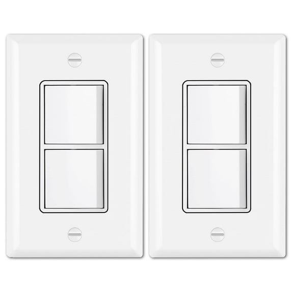 PLUHKN-2 Pack Double Rocker Light Switch, Single Pole Combination ...