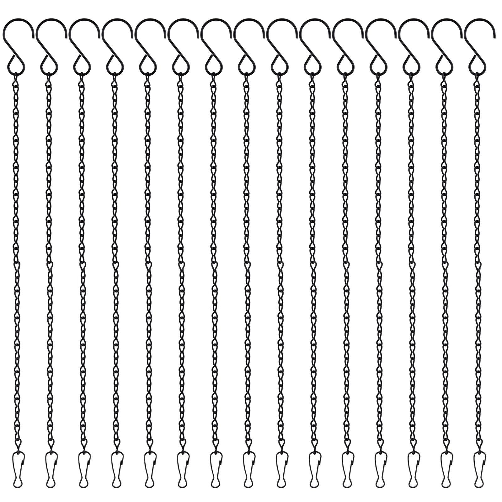 PLULON 15 Pack 10 Inch Hanging Basket Hooks Black Hanging Chains Garden ...