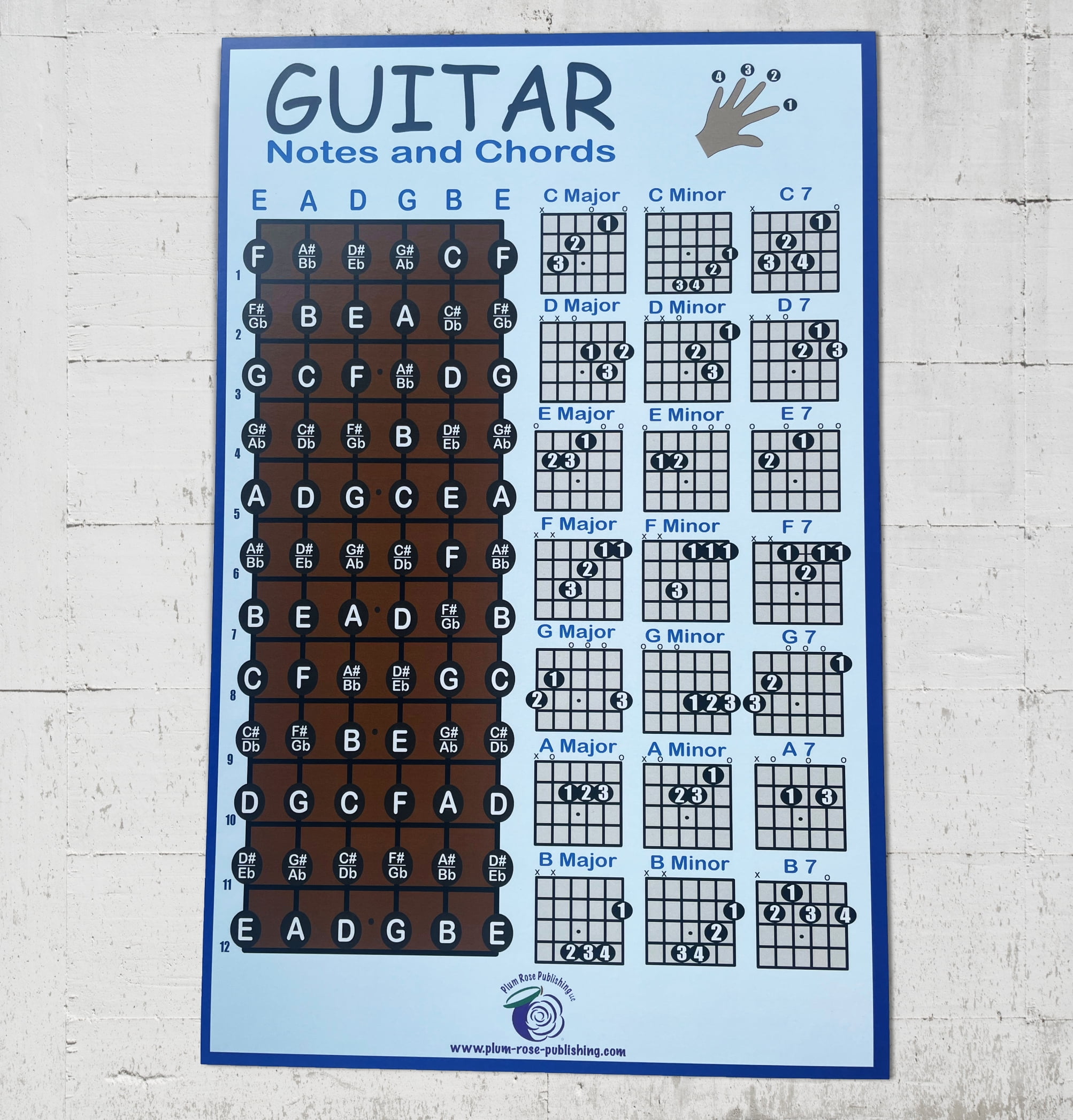PLUM ROSE Guitar Chord Poster (11x17) - Guitar Chord Chart ...