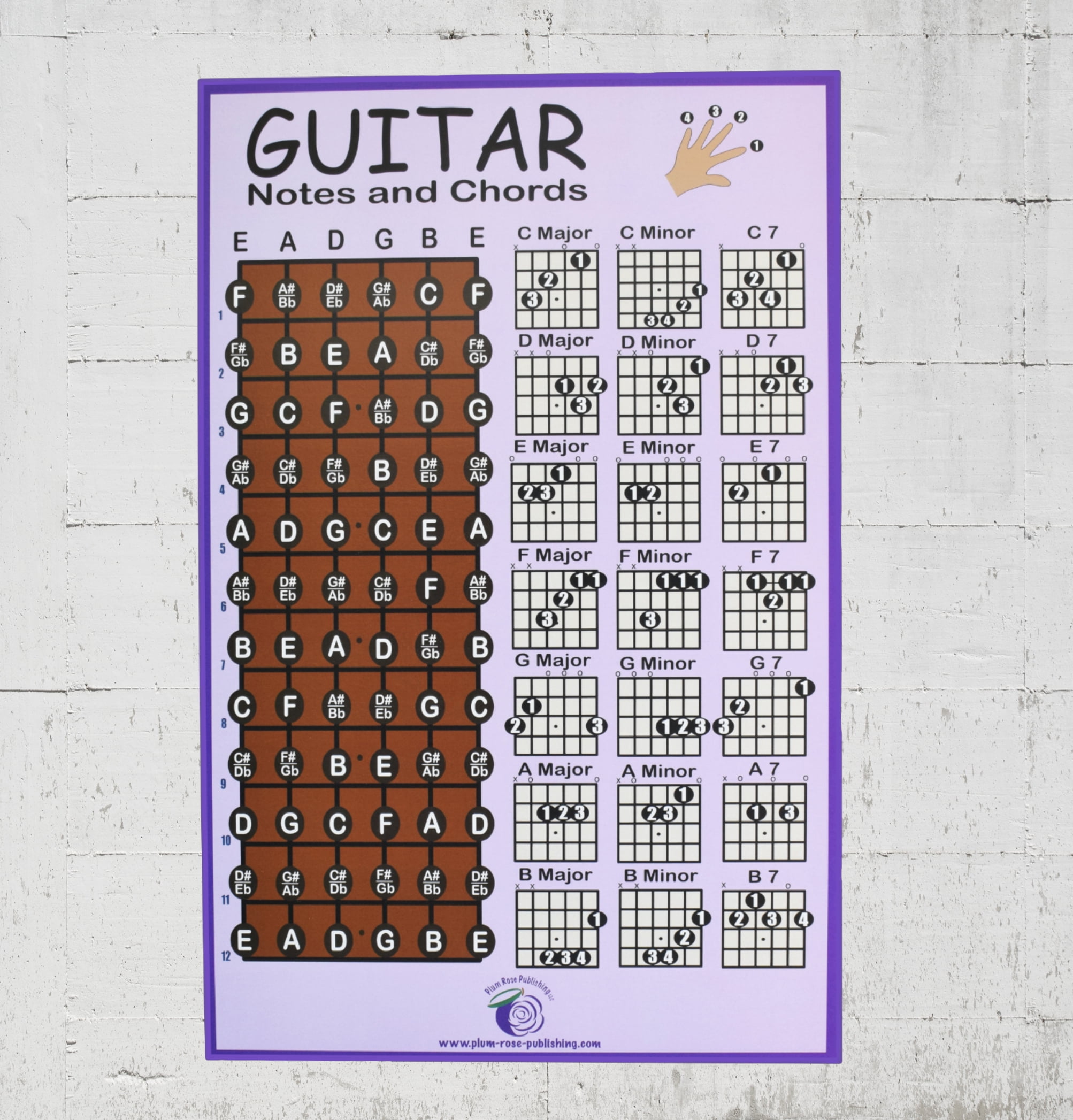 PLUM ROSE Guitar Chord Poster (11x17) - Guitar Chord Chart ...