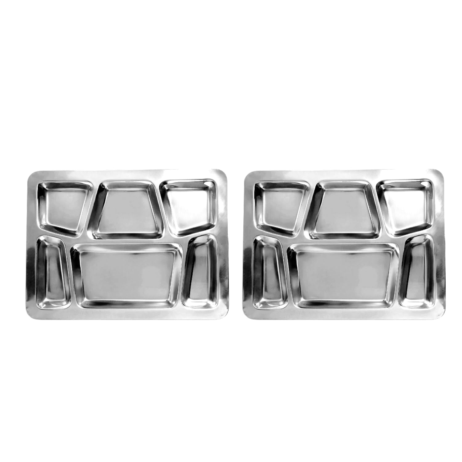 PLUMM Get Stainless Steel Thali Set Compartment Thali Set of 2 Bhojan ...