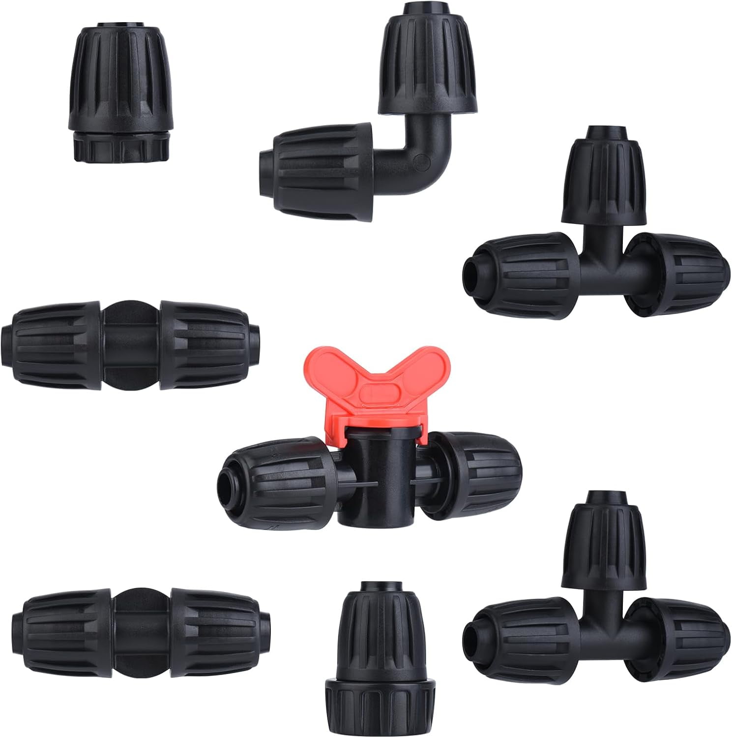 PLUMYHG-1/2 Inch Drip Irrigation Fittings Kit,8-Pack,Drip Irrigation ...