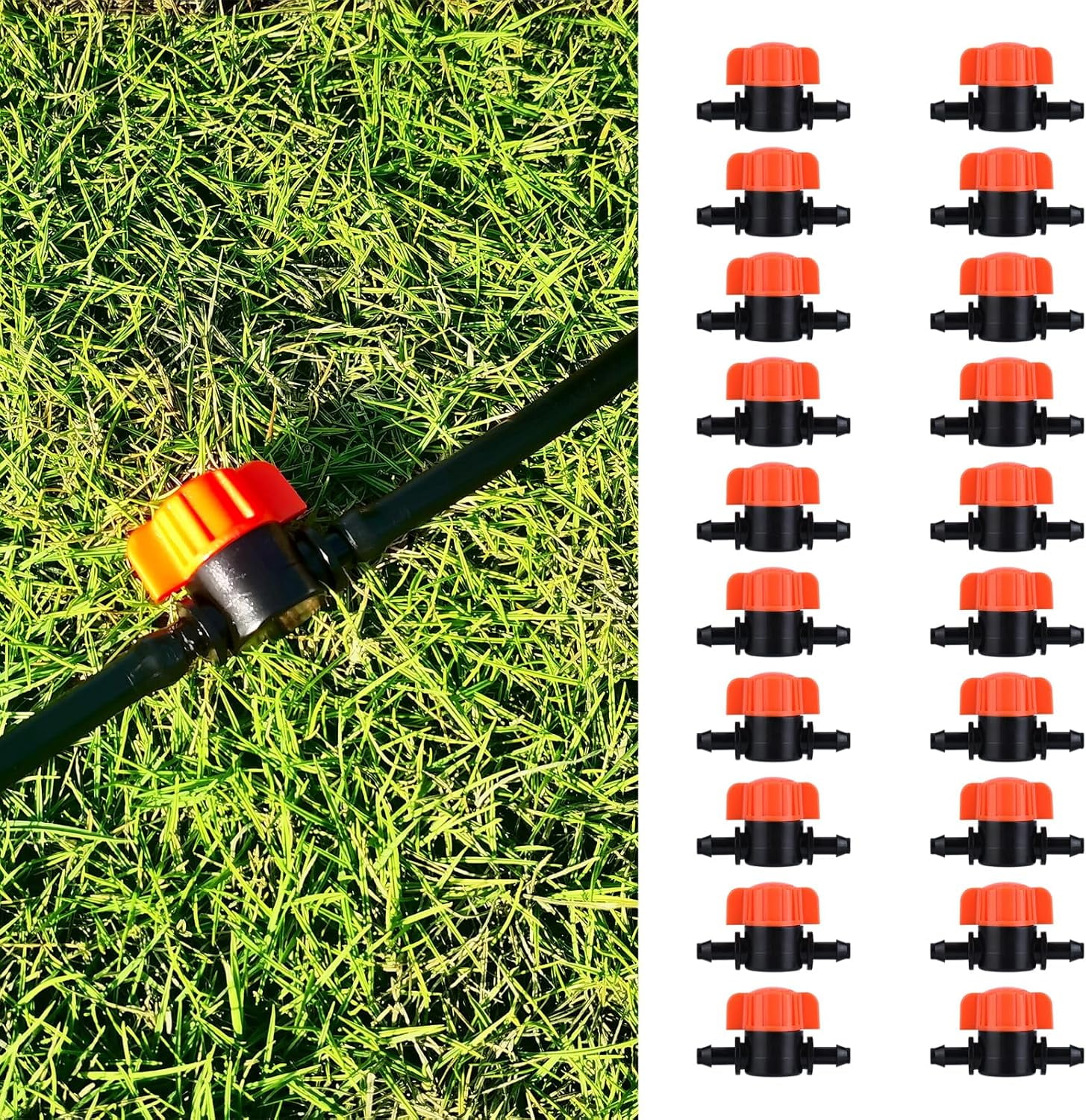 PLUMYHG-1/4 Inch Drip Irrigation Shut Off Valve Fittings,20-Pack,Drip ...