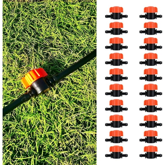 PLUMYHG-1/4 Inch Drip Irrigation Shut Off Valve Fittings,20-Pack,Drip ...