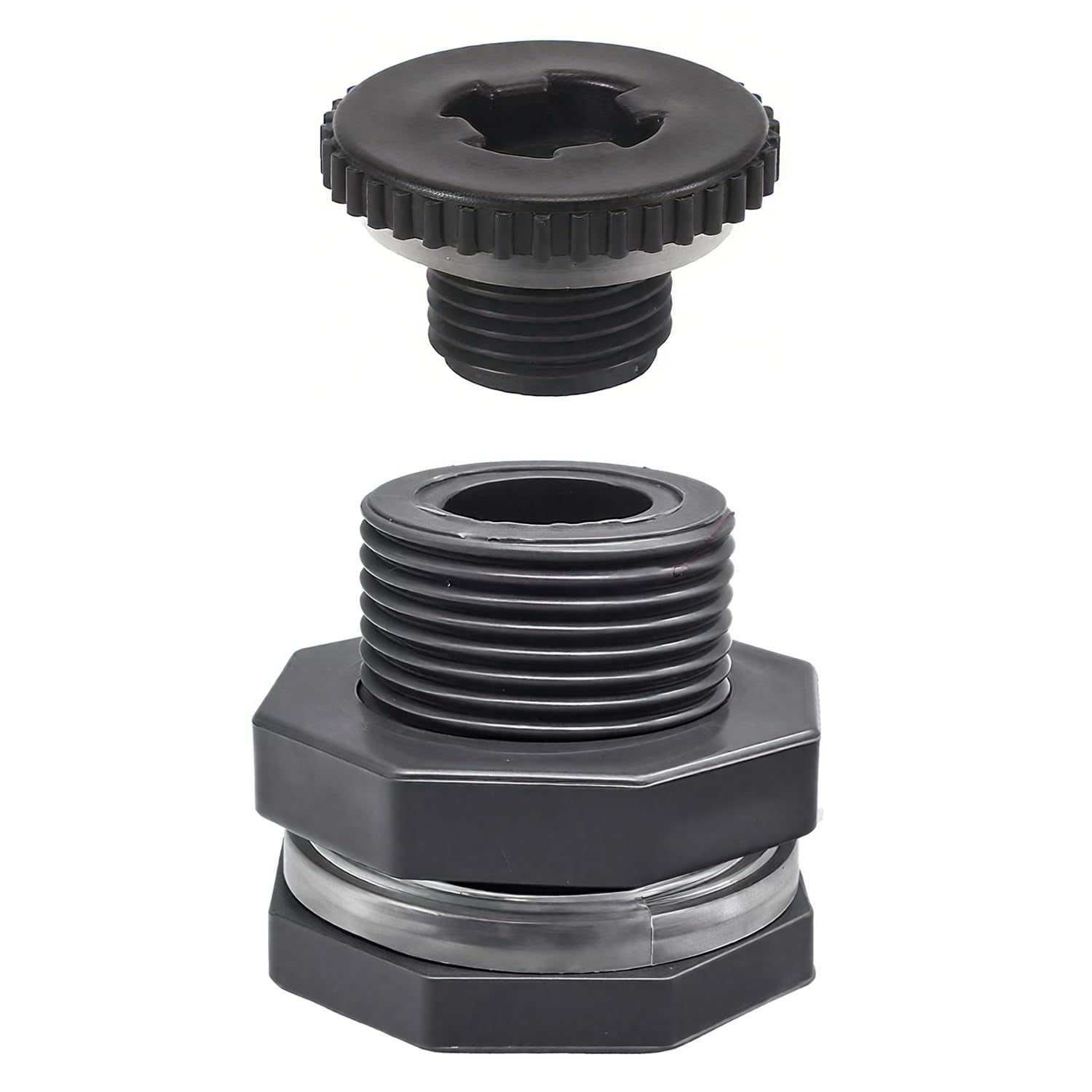 PLUMYHG-1.5" Female Bulkhead Water Tank Connector PVC Thru-Bulk Fitting ...