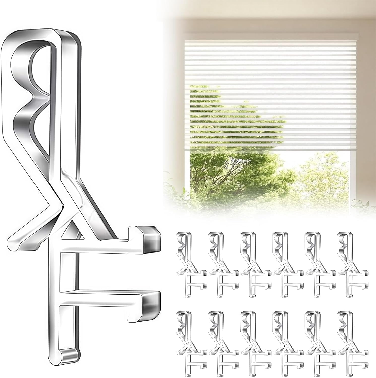 PLUMYHG-12 PCS Hidden Channel Valance Clips,1.87 inch Clear Plastic ...