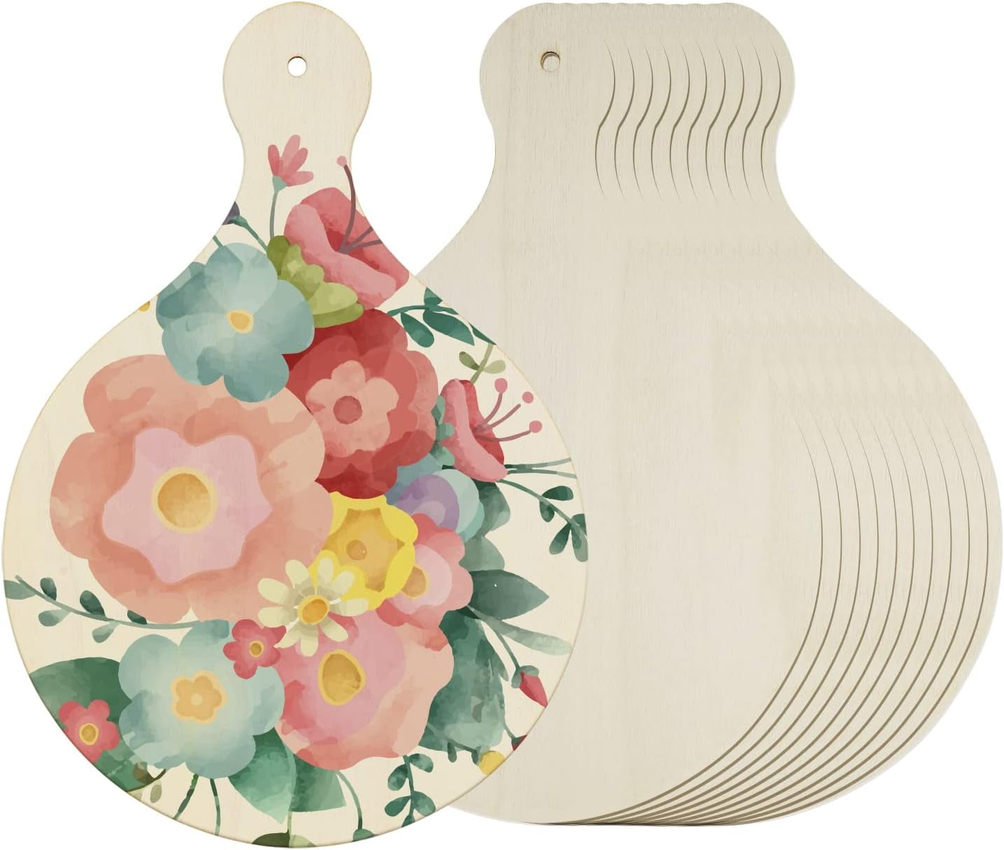 PLUMYHG-12 Pack Mini Wooden Cutting Board Craft with Handle Bulk Pack ...