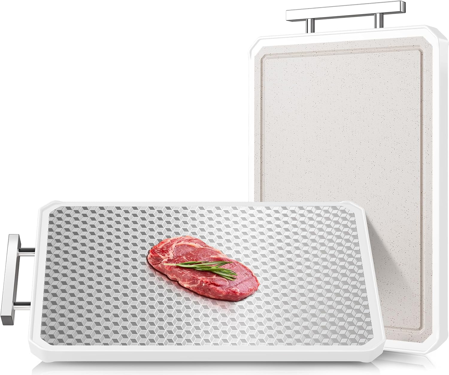 PLUMYHG-16"*11" Double Sided Stainless Steel/Wheat Straw Cutting Board ...