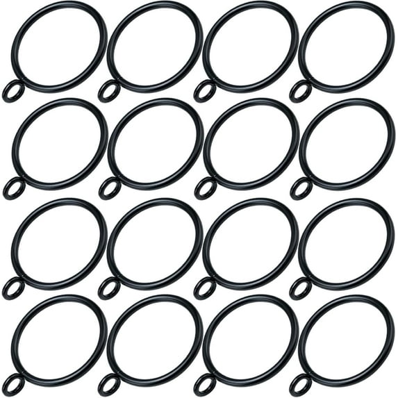 PLUMYHG-16 Pack Curtain Rings with Eyelets, Metal Clip Rings Black ...