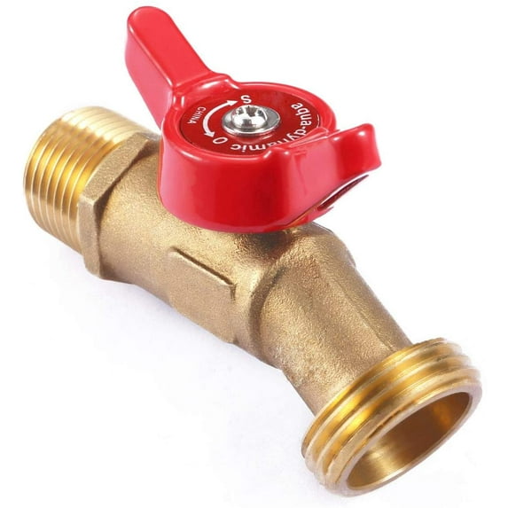 PLUMYHG-2 PCS Heavy Duty Brass Hose Elbow Stop Valve Hose Bibb Boiler ...