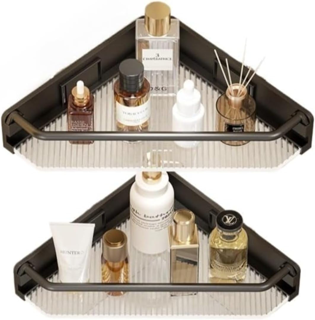 PLUMYHG-2 Pack Bathroom Corner Shelf Rack \u2013 No Drilling Wall ...
