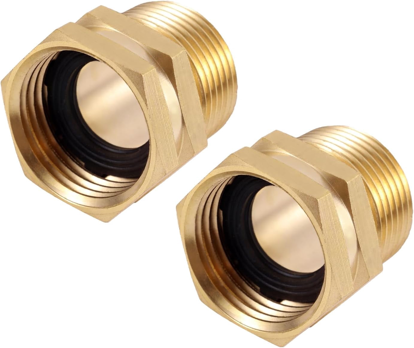 PLUMYHG-2 Pack Brass Garden Hose Adapter, 3/4" GHT Female to 3/4" NPT ...