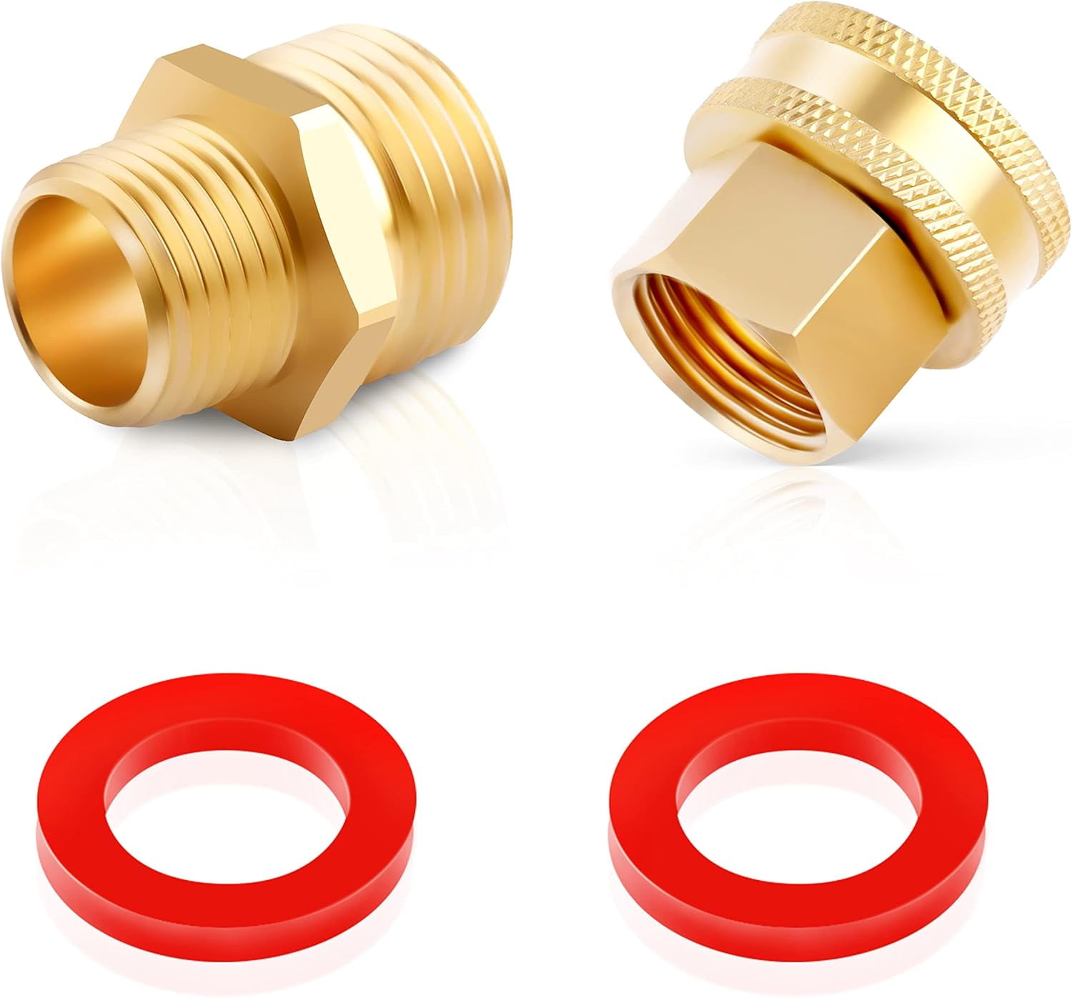 PLUMYHG-(2 Pack Lead-Free Metal Brass Garden Hose Threaded 3/4" GHT to ...
