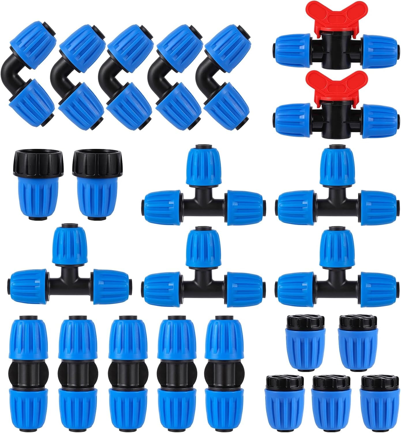 PLUMYHG-24 Pcs 1/2 Inch Drip Irrigation Fittings Kit,Drip Irrigation ...