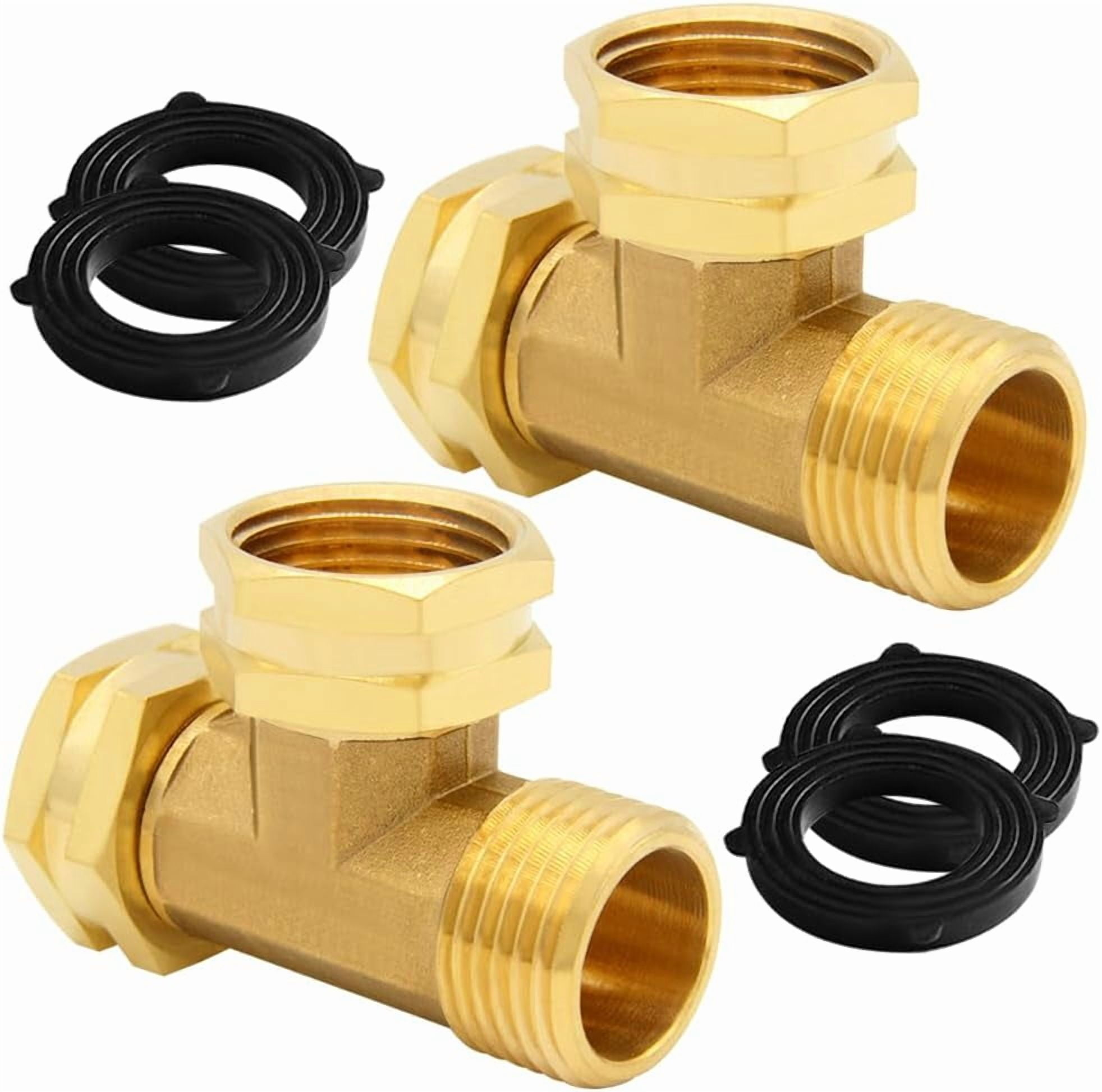 PLUMYHG-2PCS Brass 3/4 Inch GHT Swivel Tee Pipe Fitting 3/4" GHT Female ...