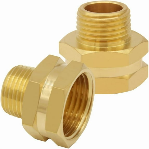 PLUMYHG-2PCS Brass Garden Hose Adapter 3/4"GHT Female to 1/2"NPT Male ...