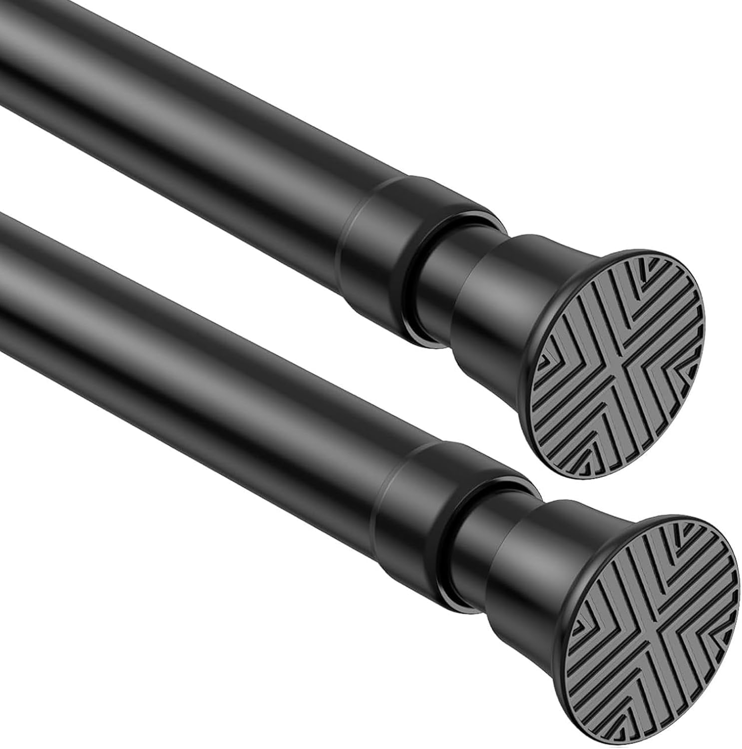 PLUMYHG-2Pack Black Tension Curtain Rods 23 to 46 Inch,Spring Loaded ...