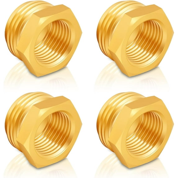 PLUMYHG-3/4" GHT Male to 1/2" NPT Female Brass Hose Adapter - 4 Pack ...
