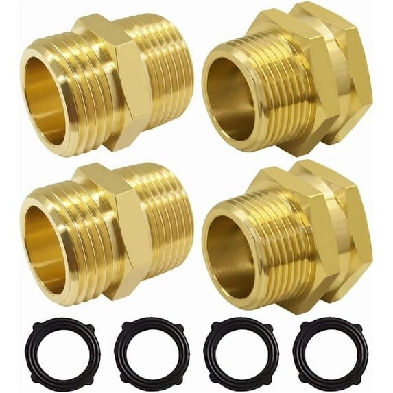 PLUMYHG-3/4" GHT to 3/4" NPT Garden Hose Connector Adapter Brass Garden ...