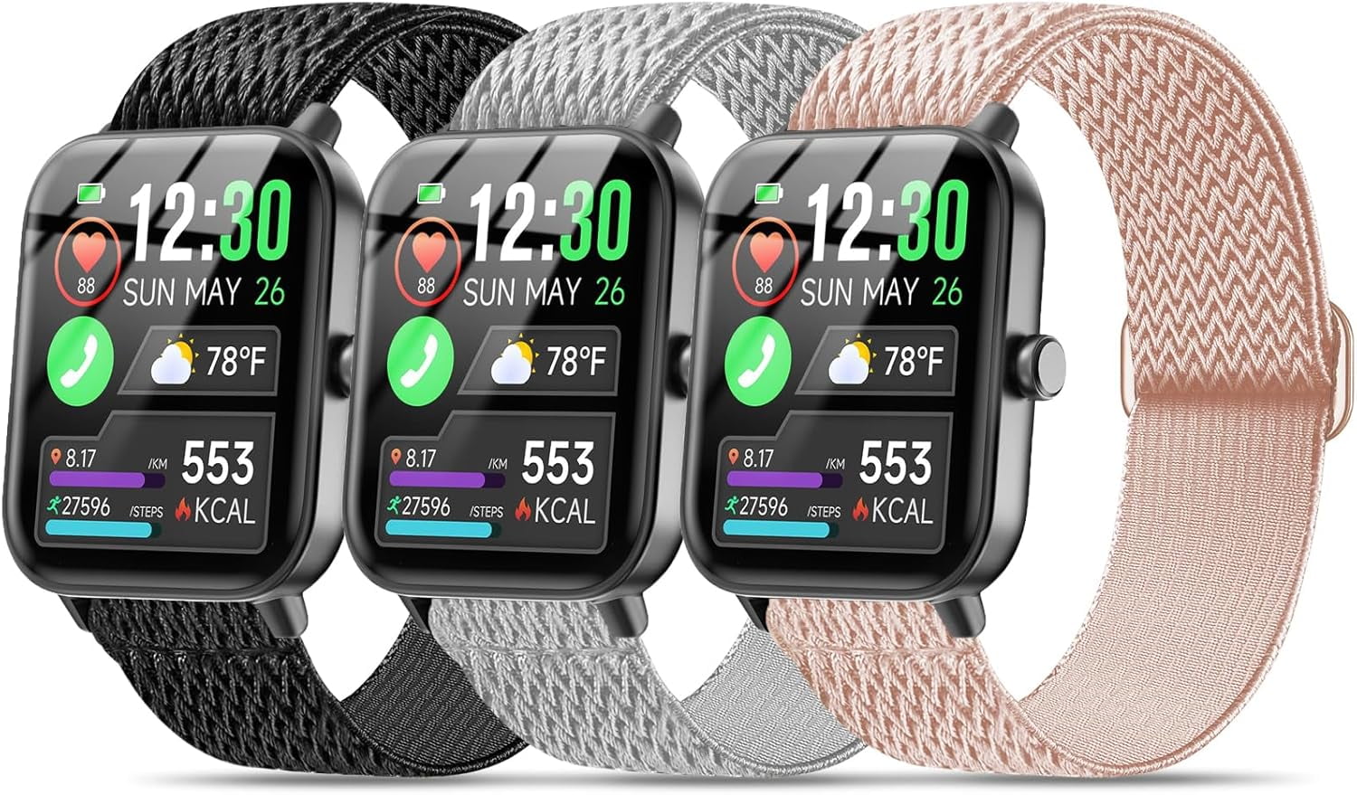 PLUMYHG-3 Pack Nylon Elastic Band Compatible with GloryFit T80/T70/T60 ...