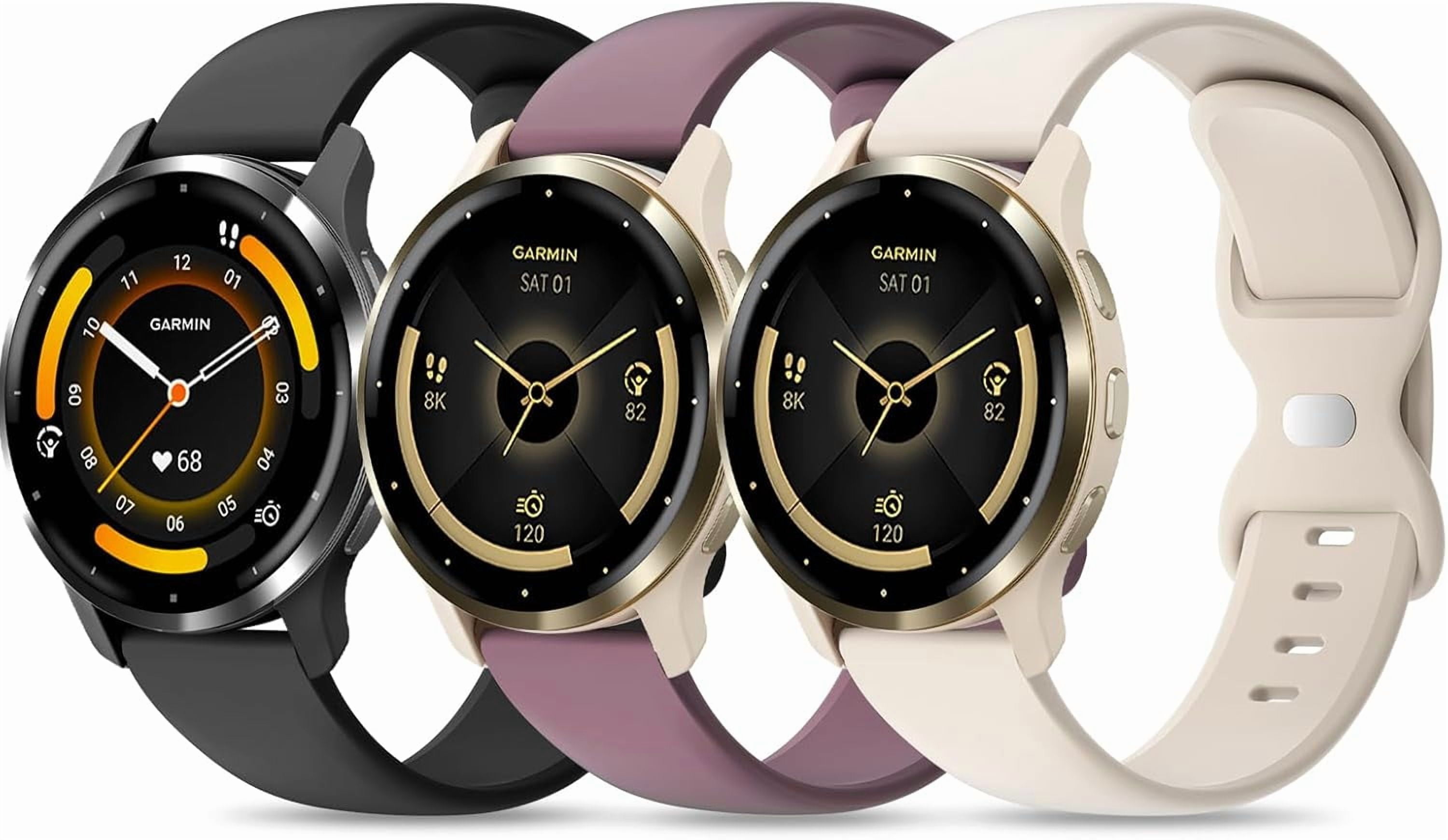 PLUMYHG-3 Pack Silicone Watch Bands Compatible with Garmin Venu 3S/Venu ...