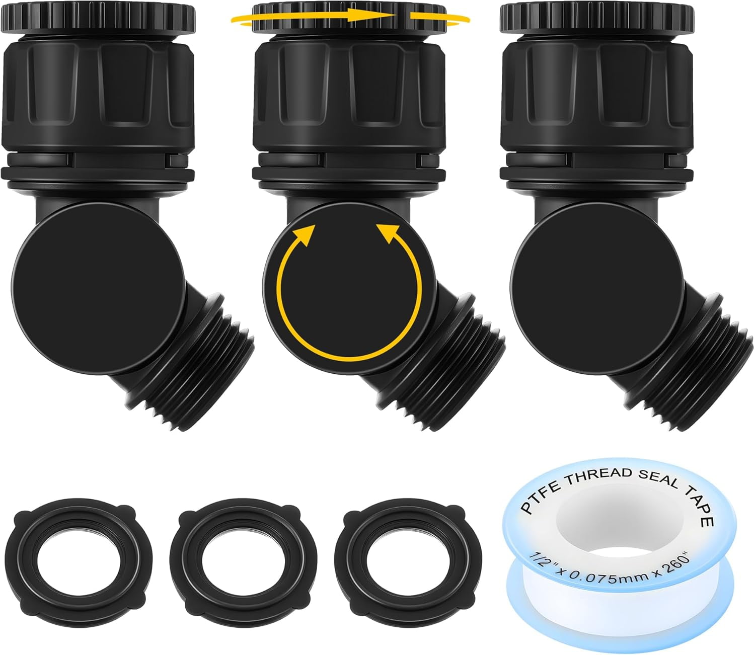PLUMYHG-3 Pcs 180° & 360° Swivel Hose Connectors, 3/4" GHT Thread ...