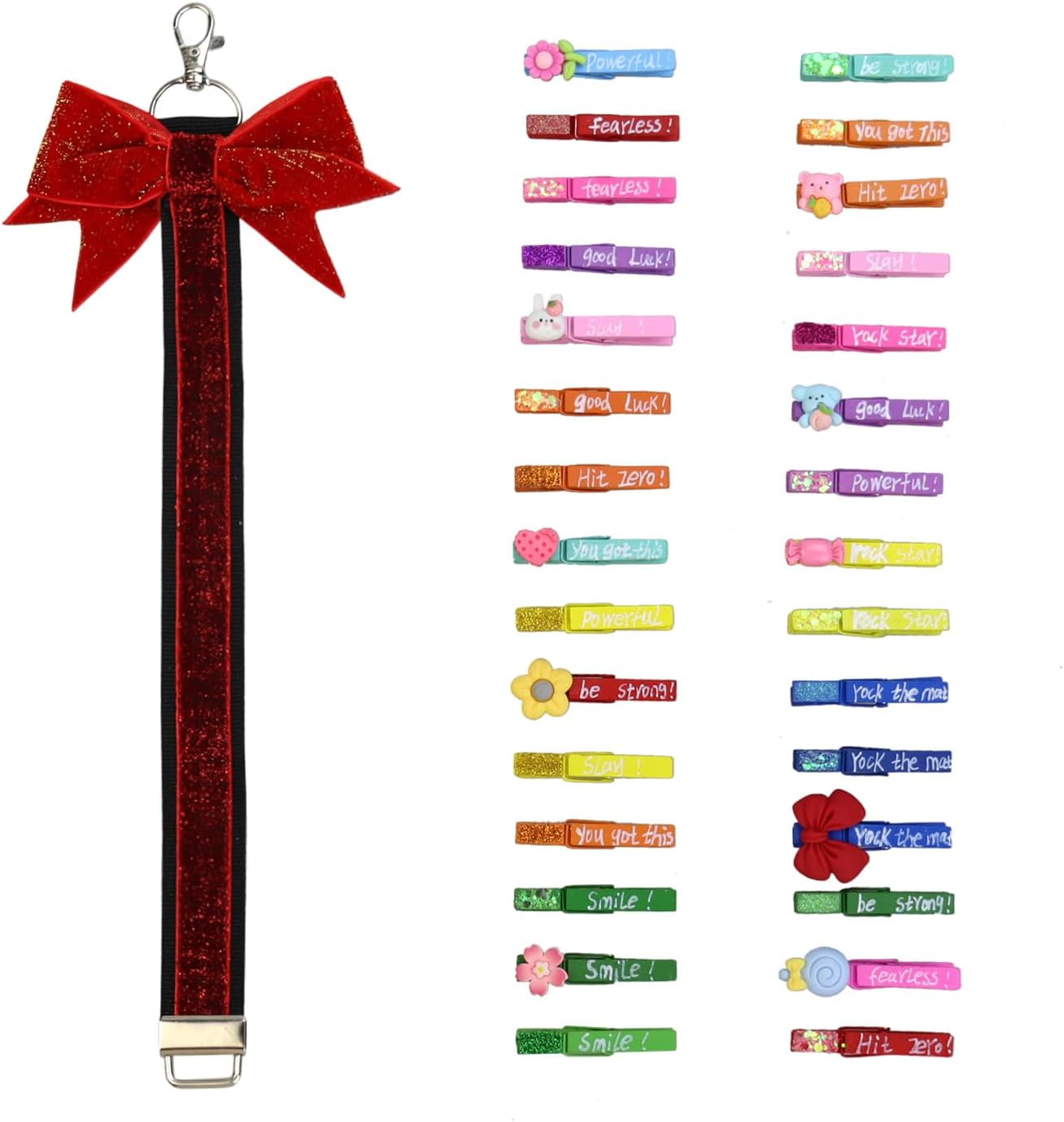 PLUMYHG-30 Pcs Spirit Clips Cheer Pins with 1 Pc Cheer Pin Me Ribbon ...