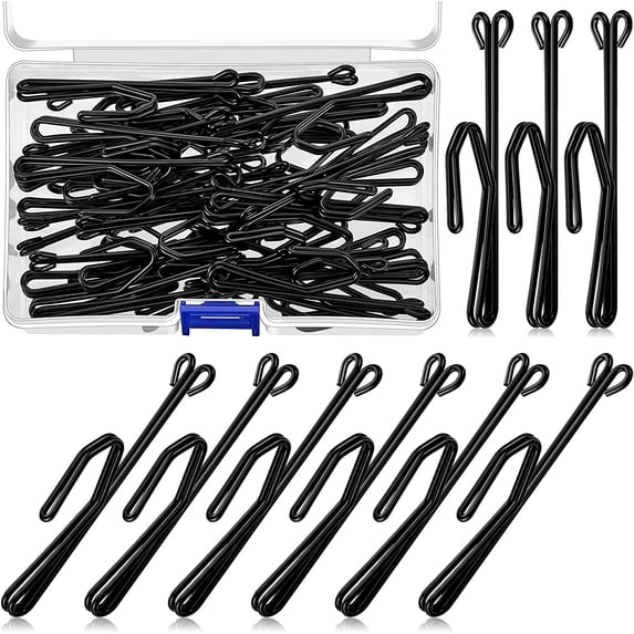 PLUMYHG-30 Pieces Metal Curtain Hooks Slip on Drapery Hook Shower ...