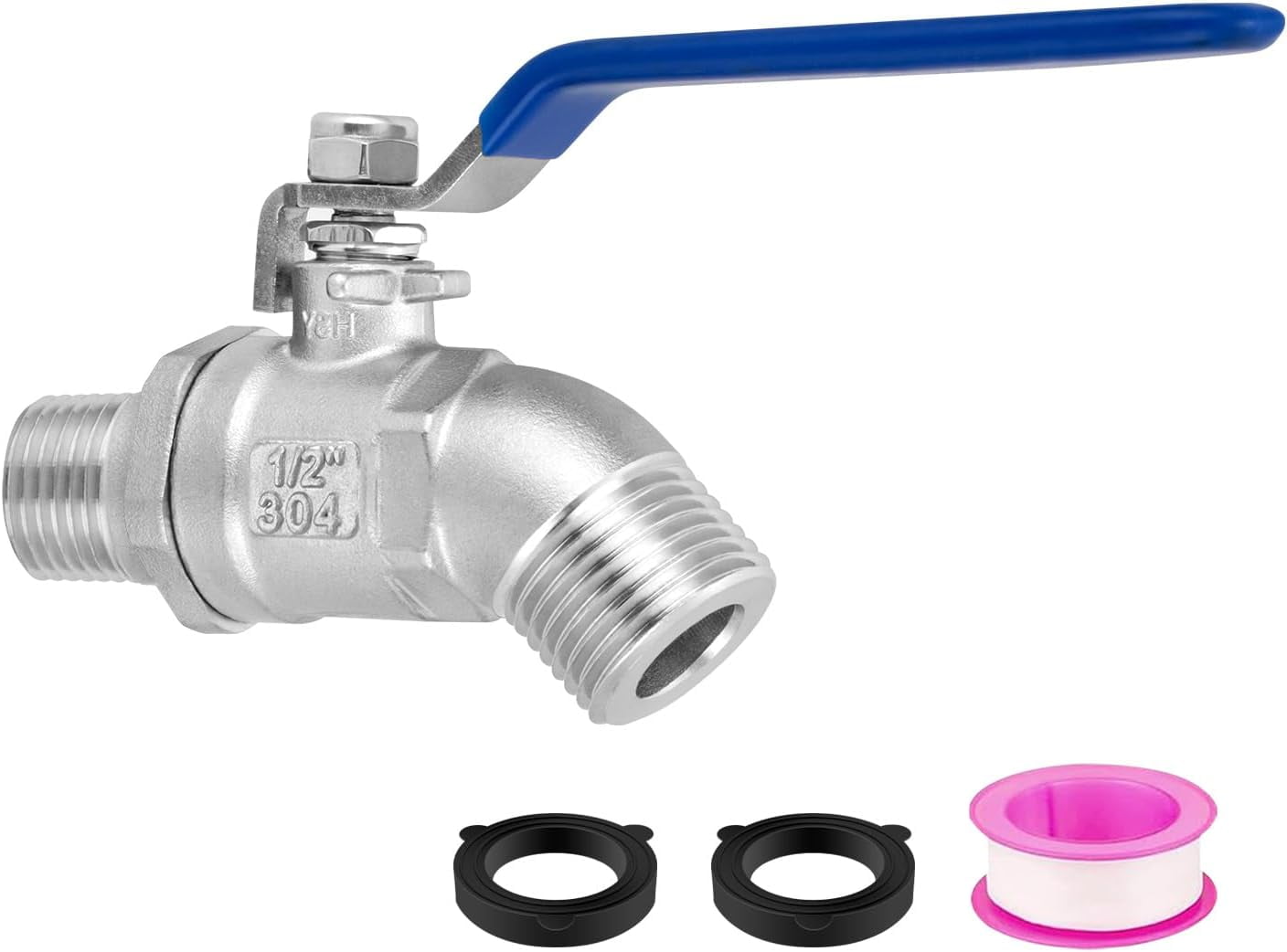 PLUMYHG-304 Stainless Steel 1/2" Garden Hose Bib with Long Handle ...