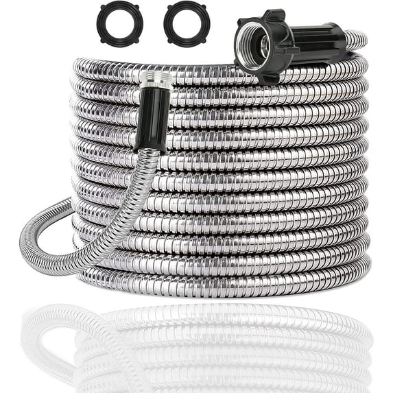 PLUMYHG-304 Stainless Steel 15 Feet Garden Hose with Female to Male ...