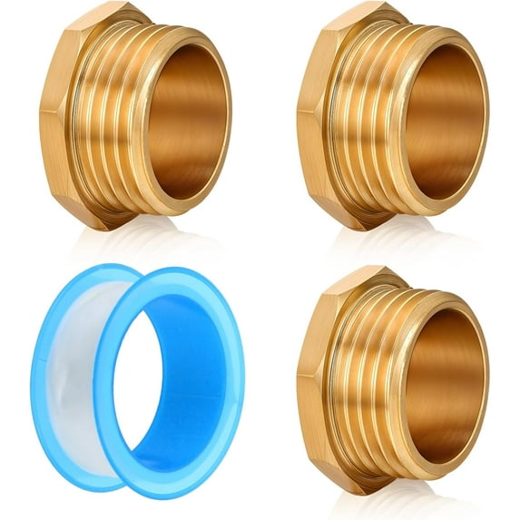PLUMYHG-3Pack Garden Hose End Caps, 3/4" GHT Male Brass Pipe Plug Outer ...
