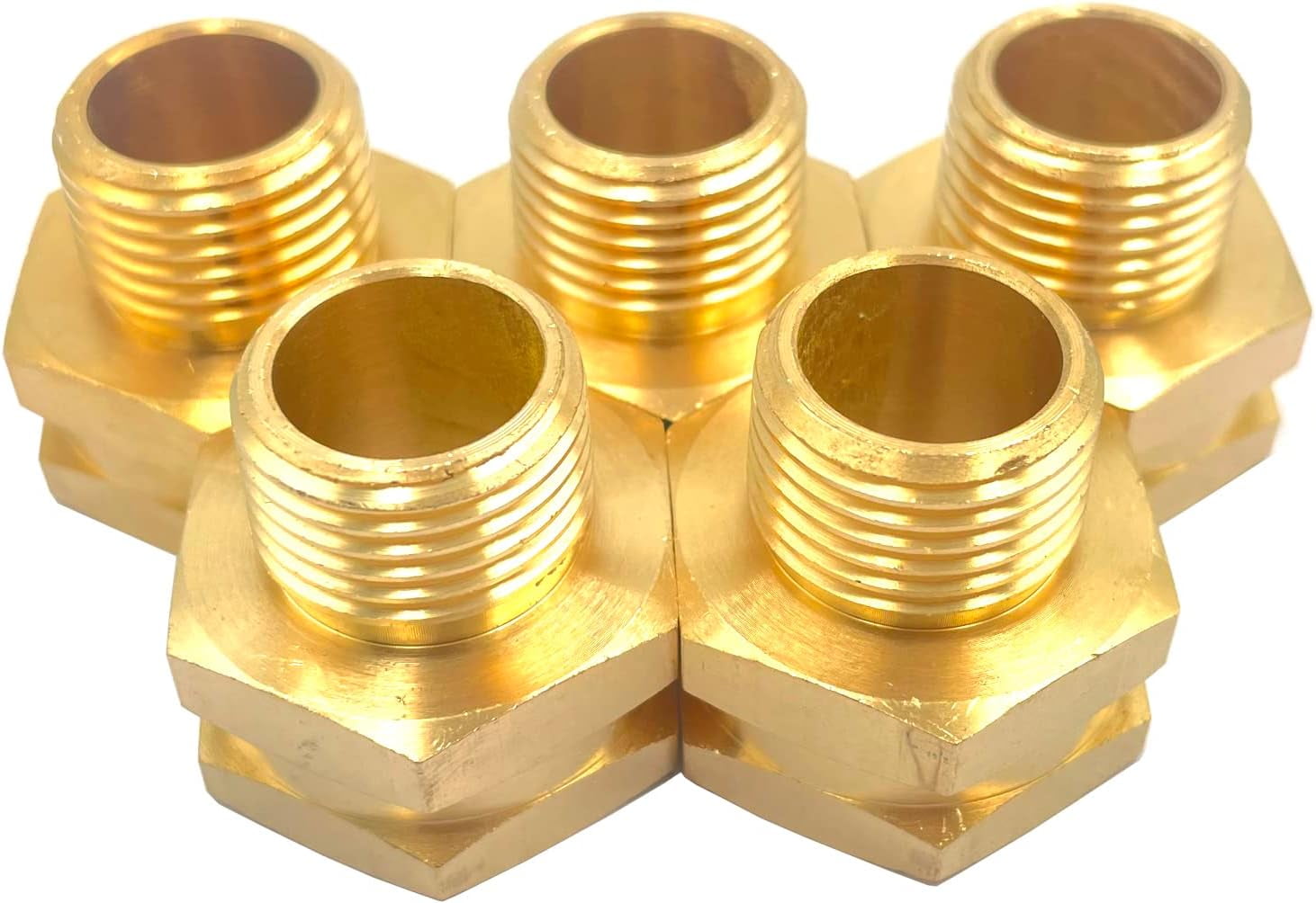 PLUMYHG-5 Pack 3/4”GHT Female X 3/4”NPT Male Solid Brass Garden Hose ...