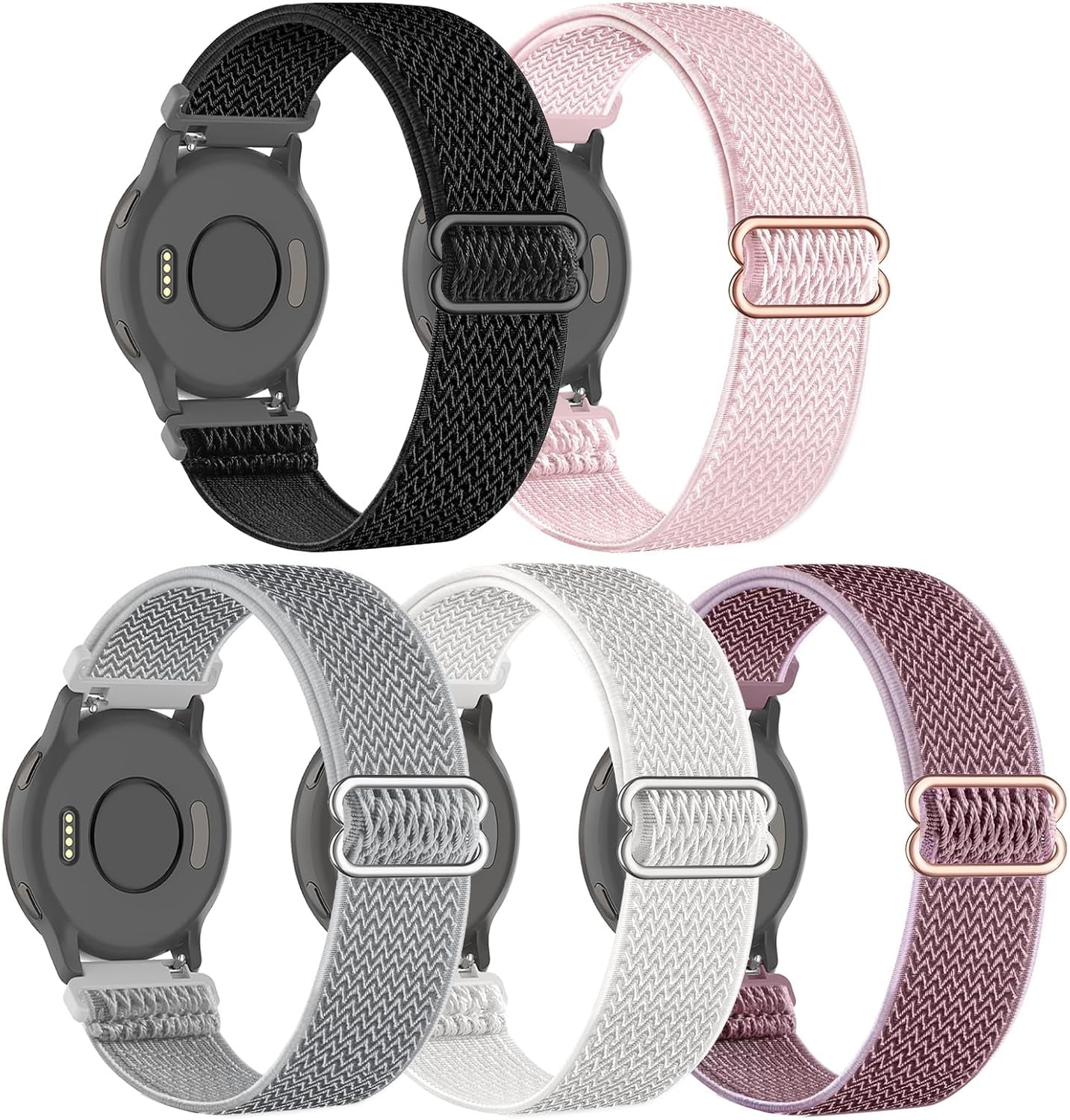 PLUMYHG-5 Pack Stretchy Nylon Watch Bands Compatible with Garmin Venu ...