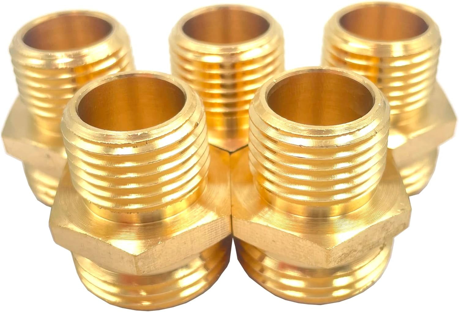 PLUMYHG-5 Pcs 3/4”GHT Male X 1/2”NPT Male Solid Brass Garden Hose ...