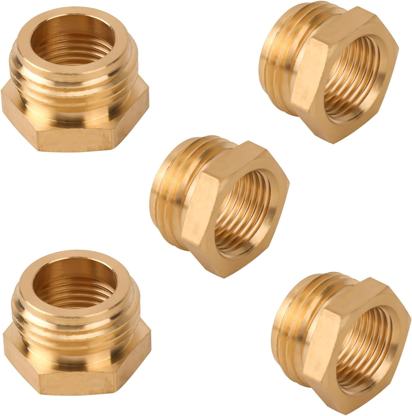 PLUMYHG-5pcs Garden Hose Fittings, 3/4 Inch GHT Male x 1/2 Inch NPT ...