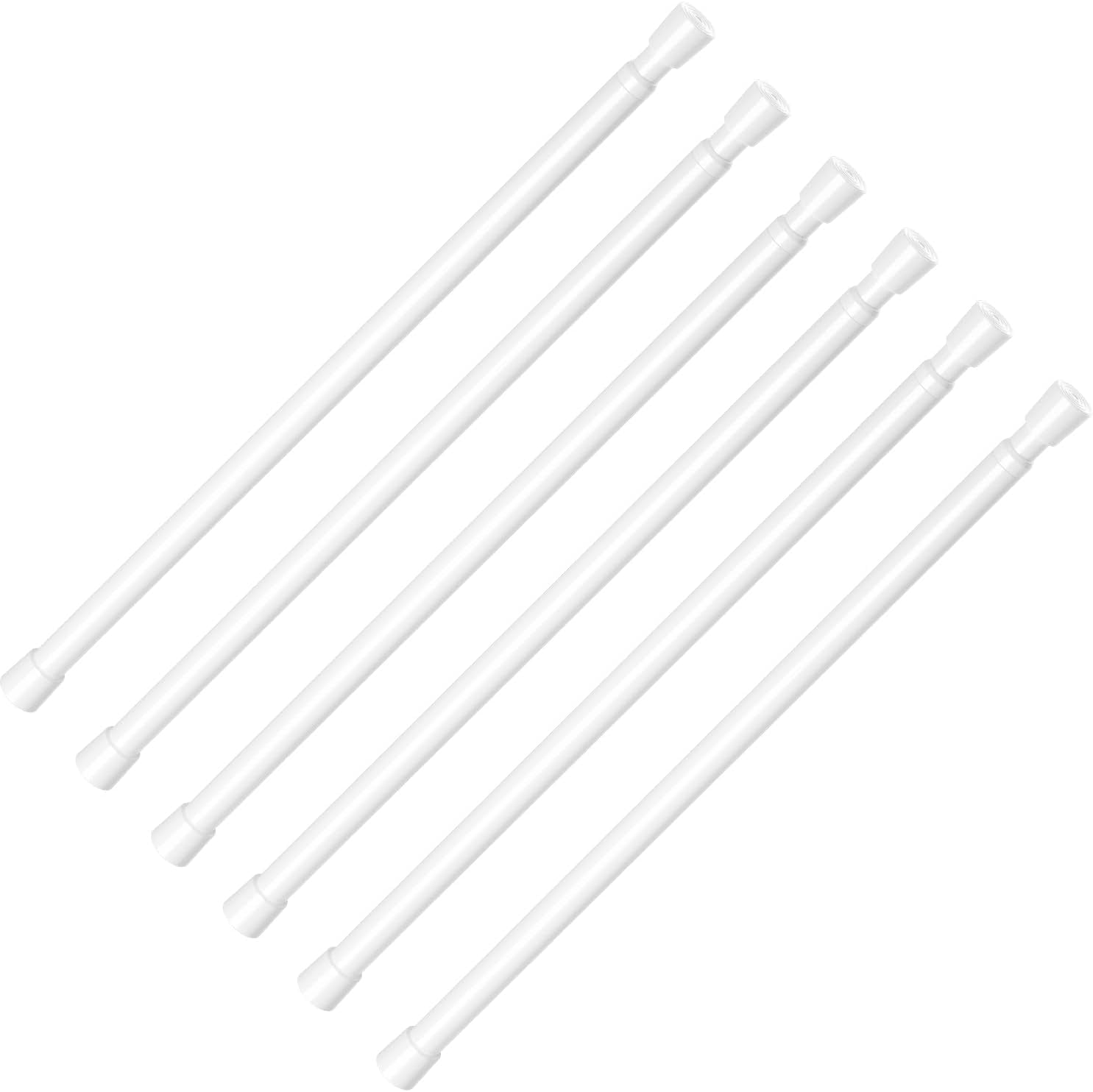 PLUMYHG-6 PCS Tension Rods, White Spring Tension Rods Adjustable 16-28 ...