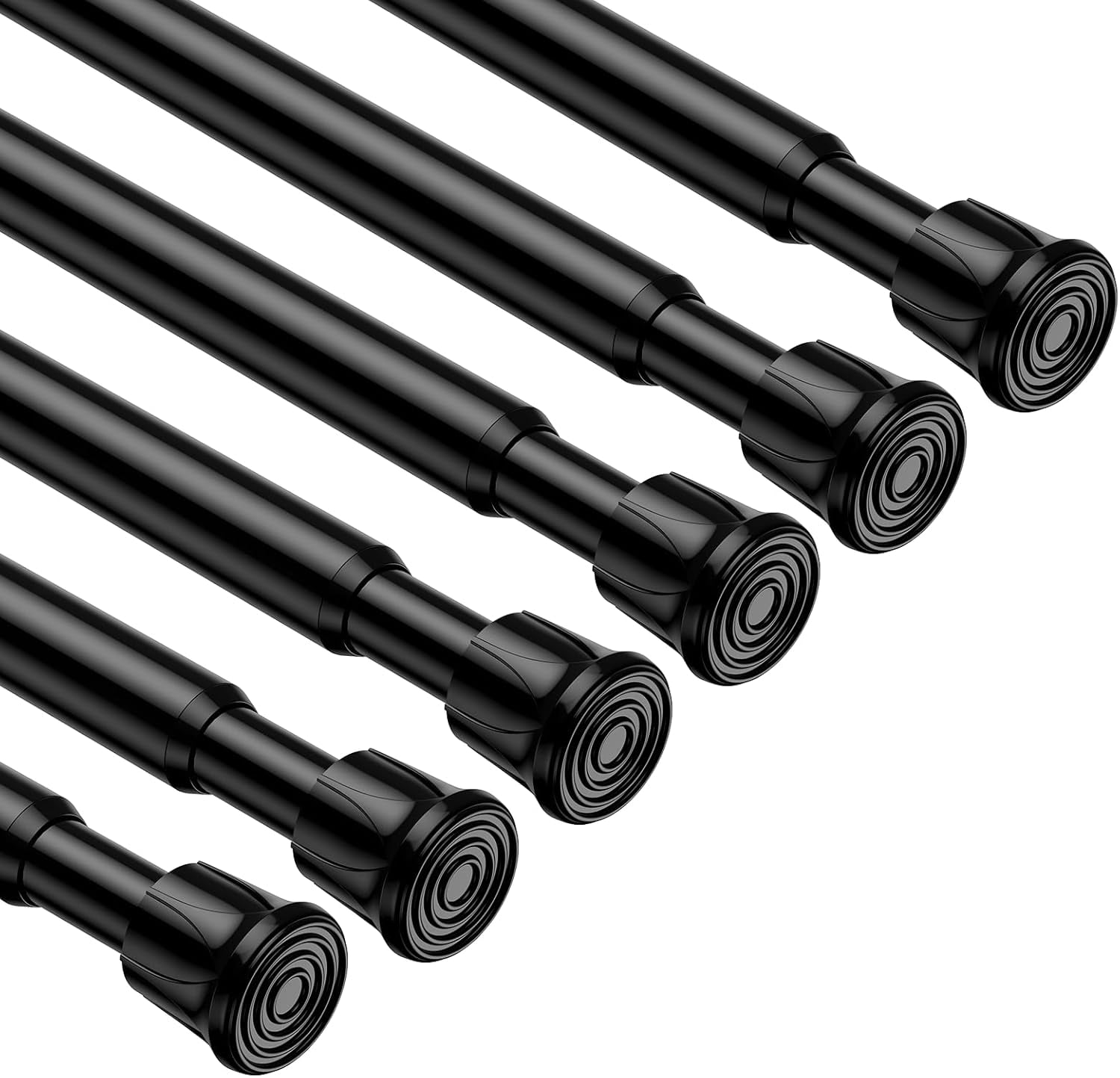 PLUMYHG-6 Pack Spring Tension Rods 16-28 Inches,5/8" Diameter Black ...