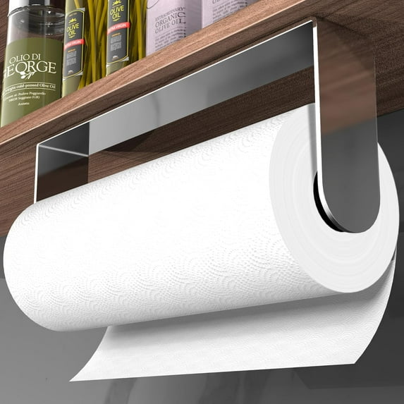 PLUMYHG-Adhesive Paper Towel Holder, Under Cabinet Paper Towel Rack for ...