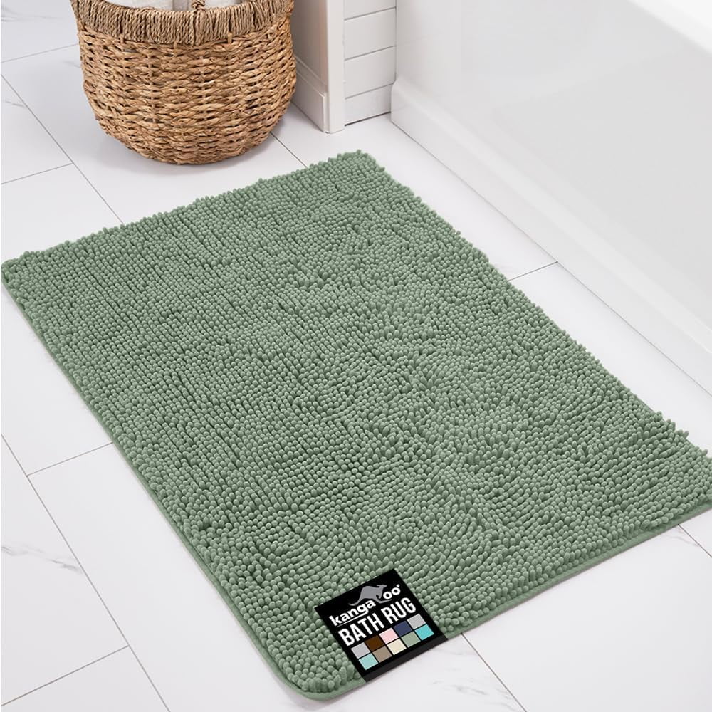 PLUMYHG-Bathroom Rugs, Chenille Soft Absorbent Bath Rug, Shaggy Shower ...