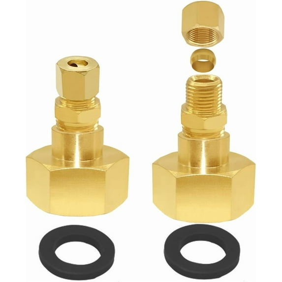 PLUMYHG-Brass 3/4" GHT Female Garden Hose Thread to 1/4" OD Compression ...