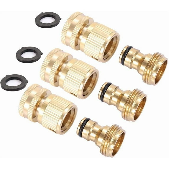 PLUMYHG-Brass Garden Hose Quick Connector Kit, Quick Disconnect Hose ...