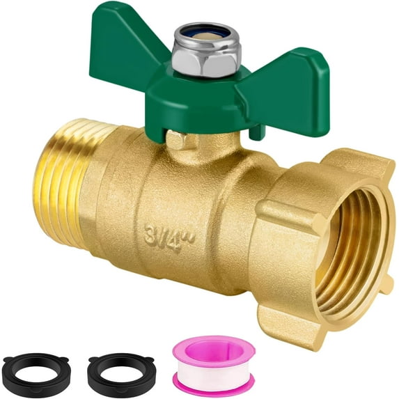 PLUMYHG-Brass Garden Hose Shut Off Valve 3/4’’GHT Full Flow Water Shut ...