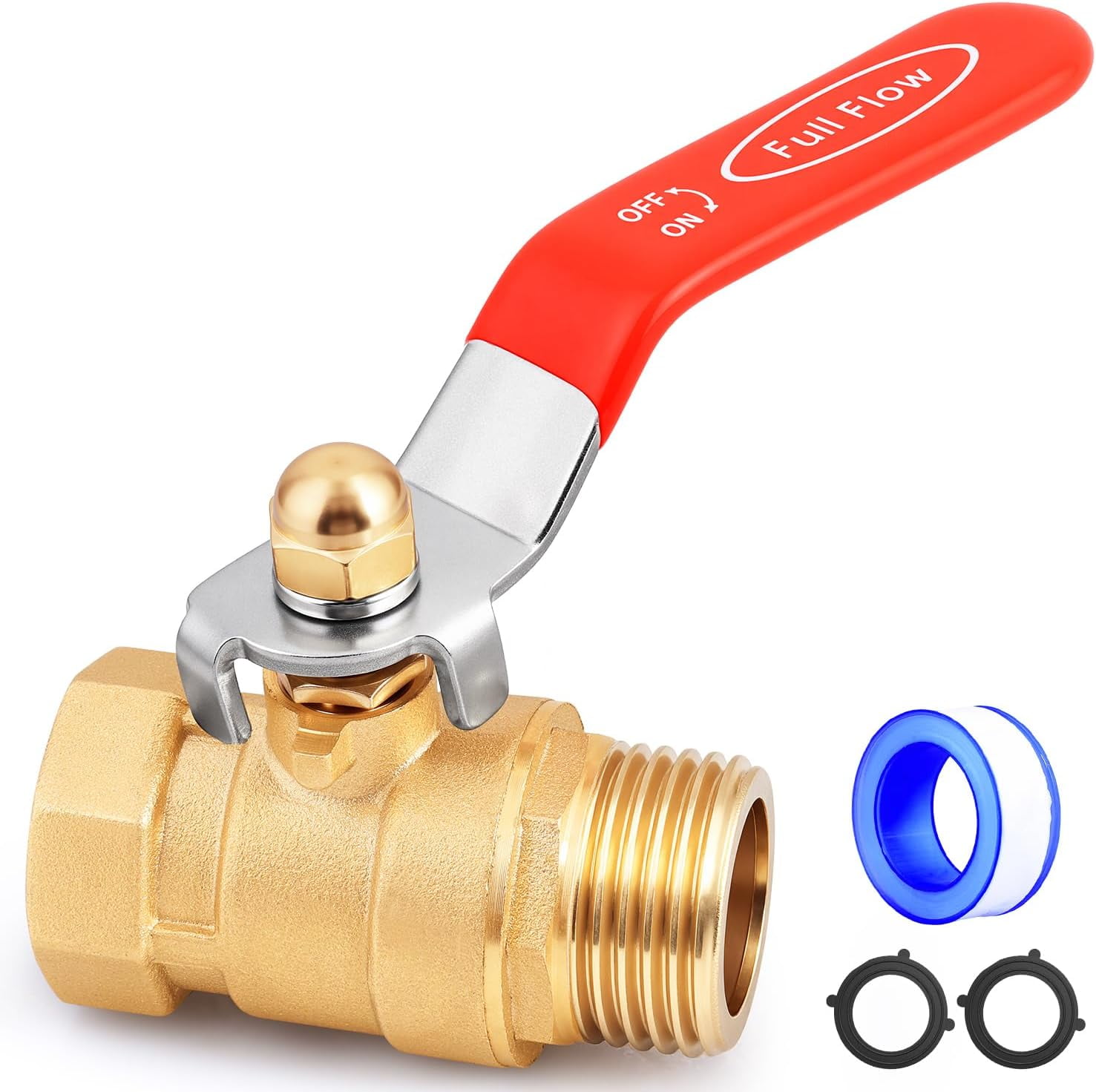PLUMYHG-Brass Garden Hose Shut Off Valve Full Flow, No Restricted-Flow ...