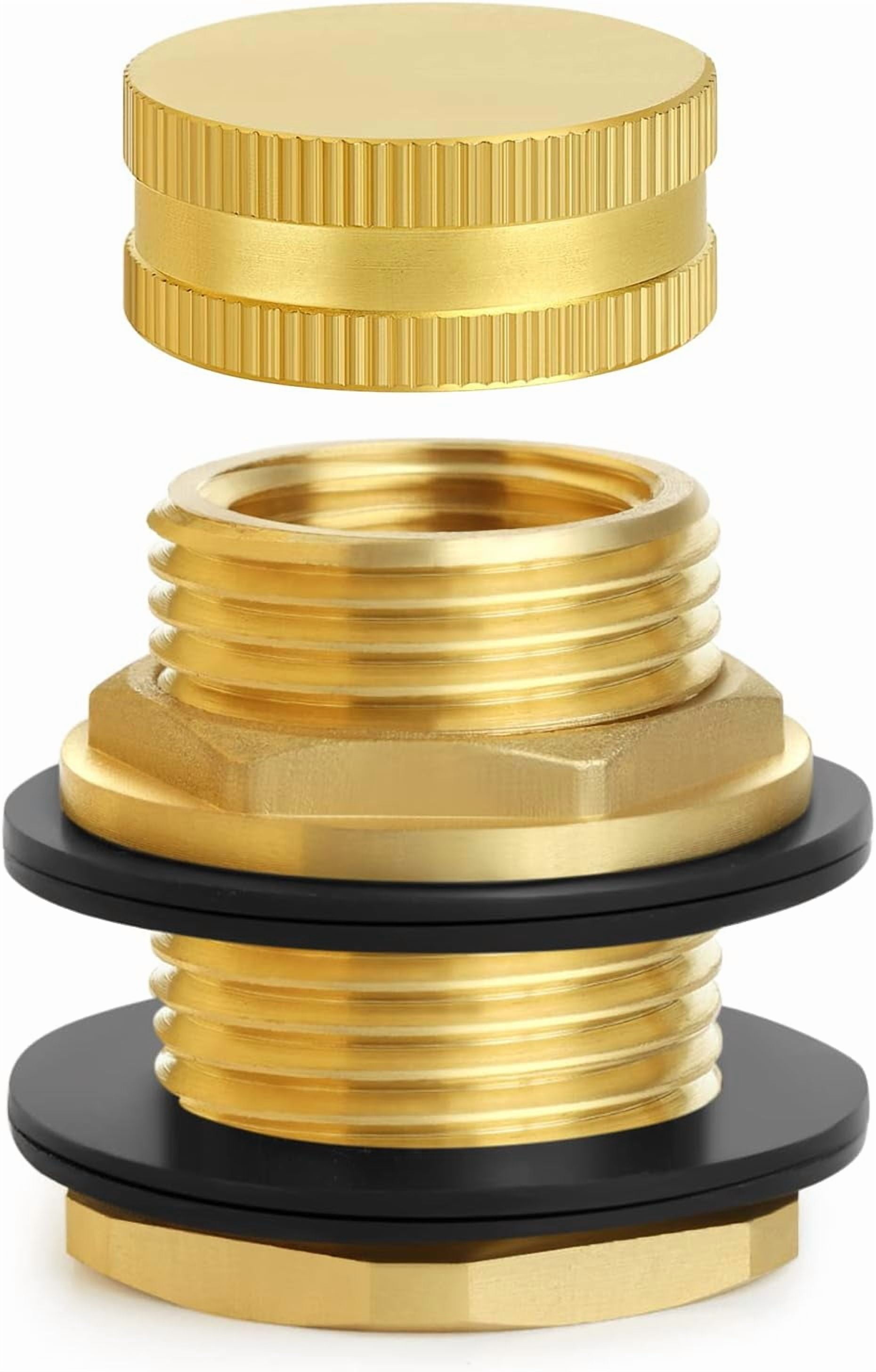 PLUMYHG-Brass Male Garden Hose Bulkhead Fitting With Plug, 1/2" Female ...